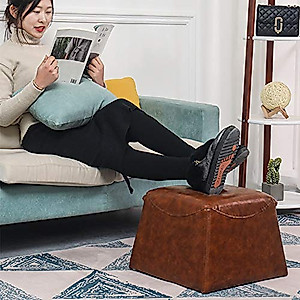 Teerwere Foot Stool Ottoman Leather Footstool Pouffe Chair Bed End Bench Shoe Bench Stool Milking Stool, Living Room Retro Chair Replace The Seat Ottoman Footstool Living Room Bench
