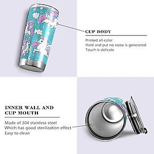 HXshaoye blue unicorns dreamy girl Stainless Steel insulated cup with Lid and Straw coffee mug for men for Home, Office or Car simply straw tumbler 20 oz termo para bebidas calientes 20oz