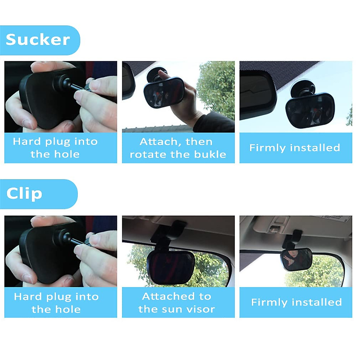 Baby Car Mirror, Universal Baby Rear View Mirror for Car Seat Backseat Mirror Rear Facing Car Seat Mirrors with Suction Cup and Clip, 360°Safety Adjustable Car Mirror for Infant, Newborn By Liangxiang