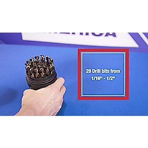 Drill America - DWD29J-CO-PC 29 Piece M35 Cobalt Drill Bit Set in Round Case (1/16" - 1/2" X 64ths), DWDCO Series