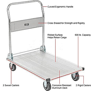 Global Industrial Folding Platform Truck, Aluminum, 48 x 24, 600 Lb. Capacity