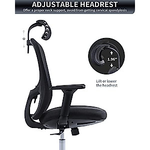 KARXAS Ergonomic Office Chair High Back Desk Chair with Adjustable Lumbar Support, Headrest & Armrest, Swivel Computer Task Chair (Black)