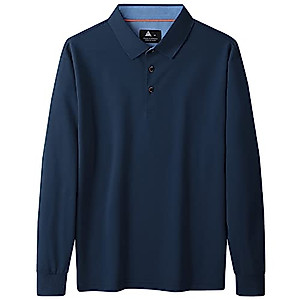 SWISSWELL Golf Shirts for Men Long Sleeve Work Polo Shirts Performance Athletic Shirts Navy 3XL