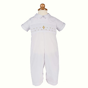 Baptism Outfits for Boys - Elegant Longall with Bonnet Featuring Hand Smocked Gold Cross Design, Perfect for Baby Boy Baptism Outfit or Christening Outfits for Boys, Boy Baptism Outfit, 9M