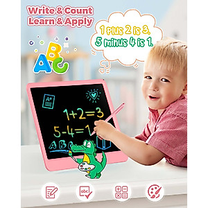 KOKODI 12 Inch LCD Writing Tablet with Anti-Lost Stylus, Erasable Doodle Board Colorful Toddler Drawing Pad, Car Travel School Games Toys for 3 4 5 6 7 8 Kids, Birthday Gift for Girls Boys Adults Pink