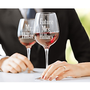 TEEAMORE Personalized Wine Glass Add Your Name Text Valentiness Day Birthday Anniversary Laser Engraved Stemmed Wine Glass 16oz