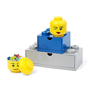 Room Copenhagen, Lego Storage Heads Stackable Storage Container - Buildable Organizational Bins for Kid’s Toys and Accessories - 4.02 x 4.02 x 4.53in - Mini, Silly, Holds 100 Bricks