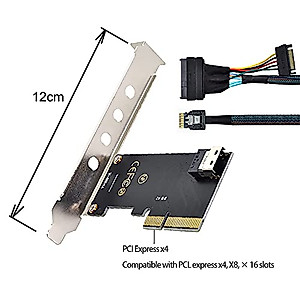 NFHK PCI-E 3.0 4.0 to SFF-8654 Slimline SAS Card Adapter and U.2 U2 SFF-8639 NVME PCIe SSD Cable for Mainboard SSD