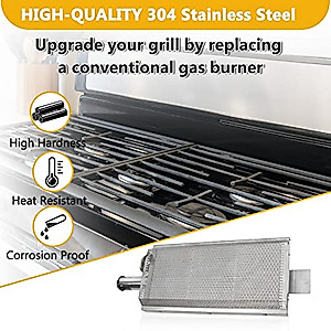 Ceramic Infrared Searing Burner for Blaze Grills, Stainless Steel 14,000 BTU,Upgrade Accessory Part Replaces Left Side Burner of Blaze Gas Grills