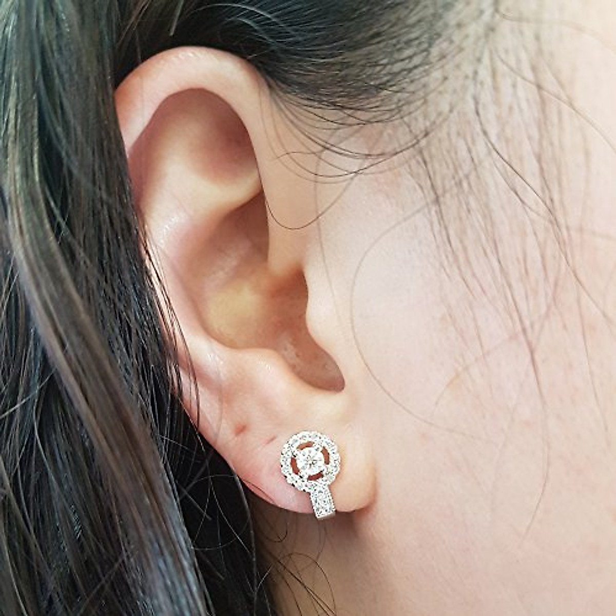 Dazzlingrock Collection 0.50 Carat (ctw) 14K Round White Diamond Ladies Halo Style Hoop Earrings 1/2 CT, White Gold