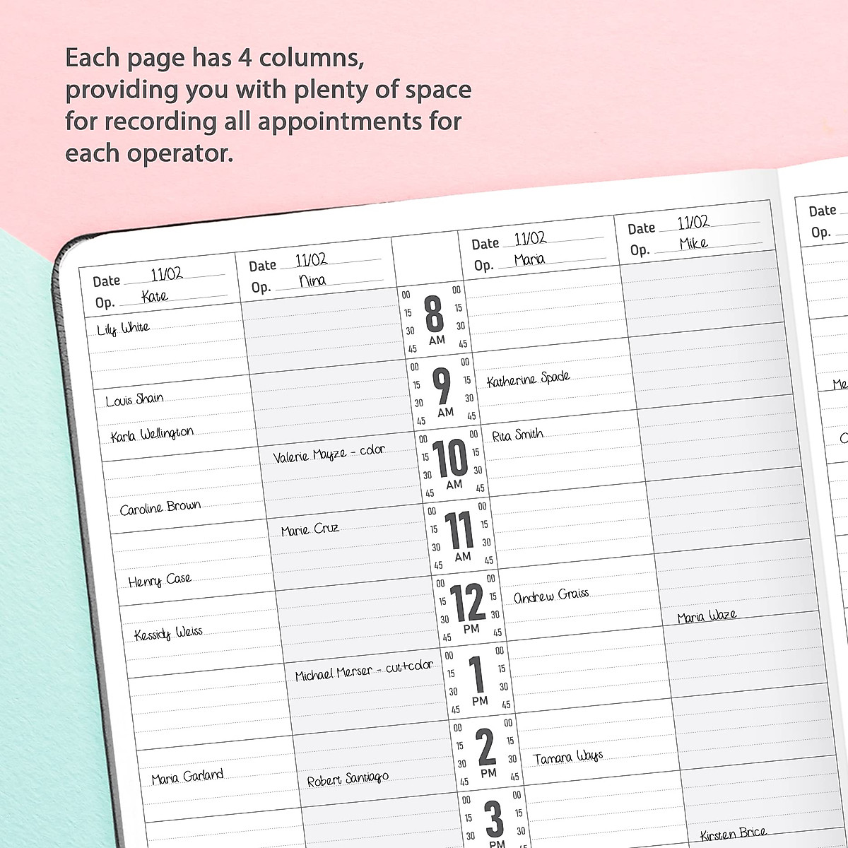 GoGirl Salon Appointment Book – Reservation Book for Beauty Salons, Spas, Hair Stylists, Estheticians – Appt Booking Planner, 7x10″ (Black)