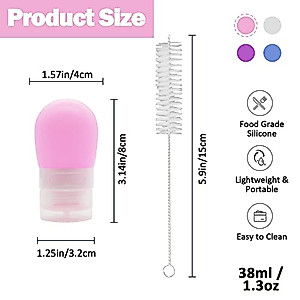 TACYKIBD 4Pcs Squeeze Salad Dressing Bottles, Portable Bulb Sauce Condiment Bottles with 2Pcs Cleaning Brush and Food Storage Condiment Bottles, Leakproof Dressing to Go for Lunch (1.3oz, 38ML)