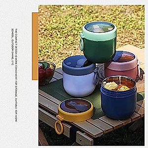 Aphmeir Overnight Oats Containers with Lids, 20oz Stainless Steel Inside Overnight Oats Jars with Spoon, Insulated Food Jars Portable Oatmeal Container Breakfast On The Go Cups (Pink)