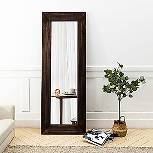 MAXYOYO Rustic Wood Floor Mirror Full Length, 63 x 24 Wall Mirror for Bathroom, Large Mirror Full Body Dressing Mirror for Living Room, Bedroom, Leaning Against Wall/Wall-Mounted Mirror