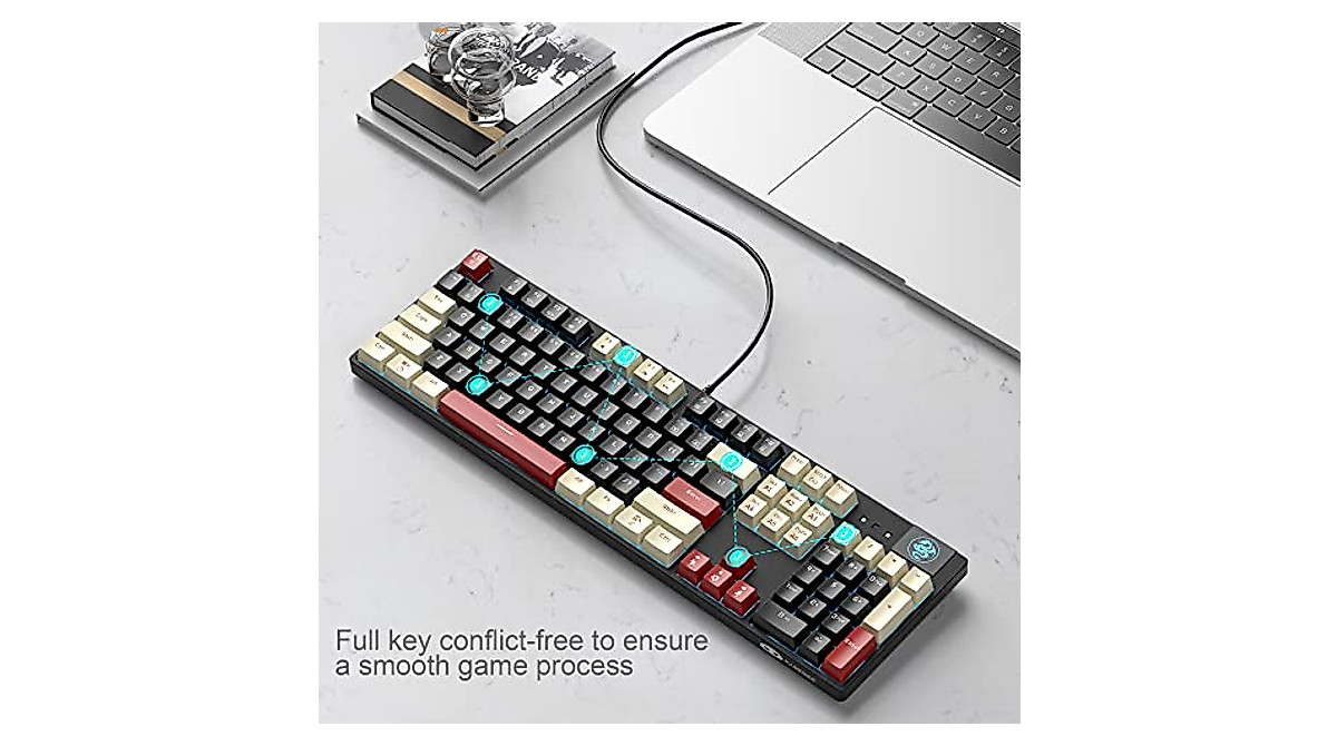 MageGee Mechanical Gaming Keyboard MK-Armor LED Blue Backlit and Wired ...
