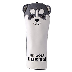 PLUSKER 1PC Golf Club Head Cover for Hybrid Synthetic Leather with Husky Pattern Design Creative Golf Headcover