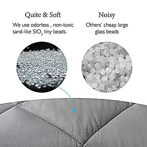 downluxe Weighted Blanket for Adult (15 lbs, 48"x72", Grey) - 400TC Egyptian Cotton Material Heavy Blankets with Premium Glass Beads