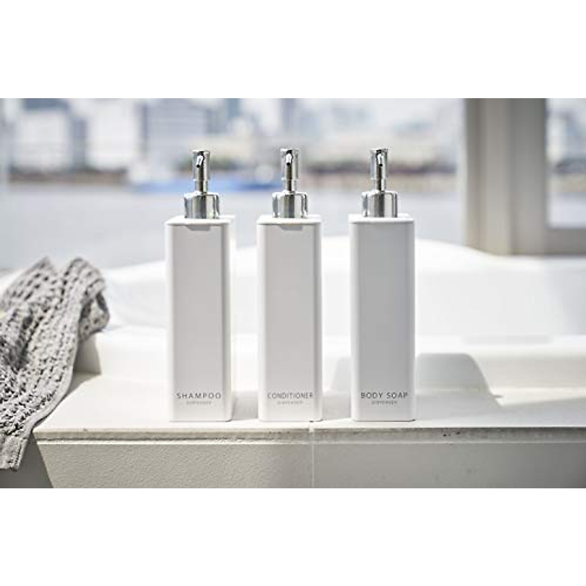 Yamazaki Tower Body Soap Dispenser White Rectangular