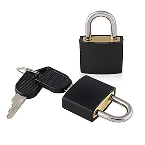 3 Pc Metal Padlock Solid Brass Luggage, Backpack, Diary, Jewelry Box, Crafts, School Teaching Lock with Key and Durable Cover (Small, Black)