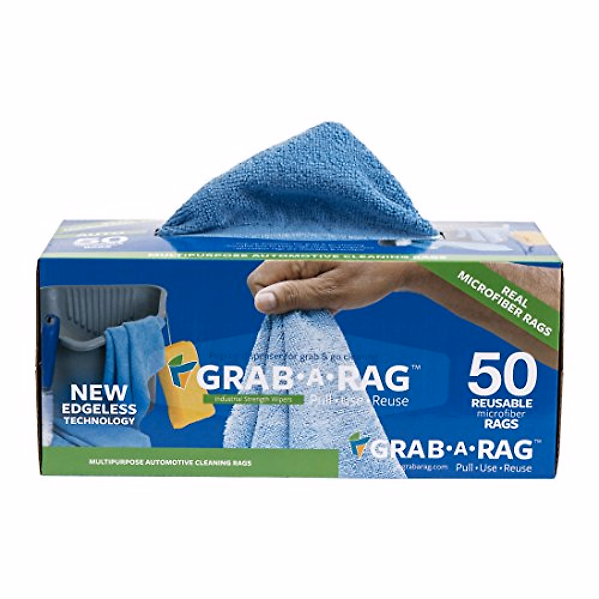 Grab a Rag R-004004 Blue 12x12 Microfiber Auto Towel, 50 Pack