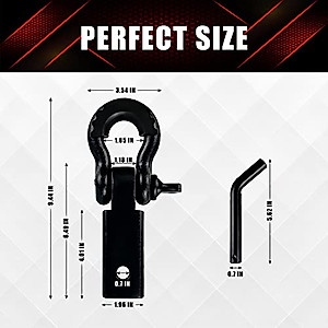 YIYITOOLS 2" Tow Hitch Receiver with 5/8" Screw Pin,3/4 Shackle,45000Lbs Break Strength Heavy Duty Receiver Kit Fit for Vehicle Recovery Off-Road