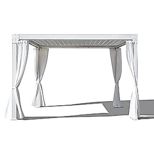 Meetleisure 10’ x 12’ Outdoor Louvered Pergola - Patio Aluminum Pergola with Adjustable Louvered Roof, Water-Proof Gazebo Sunshade Shelter with Netting Included, White Frame
