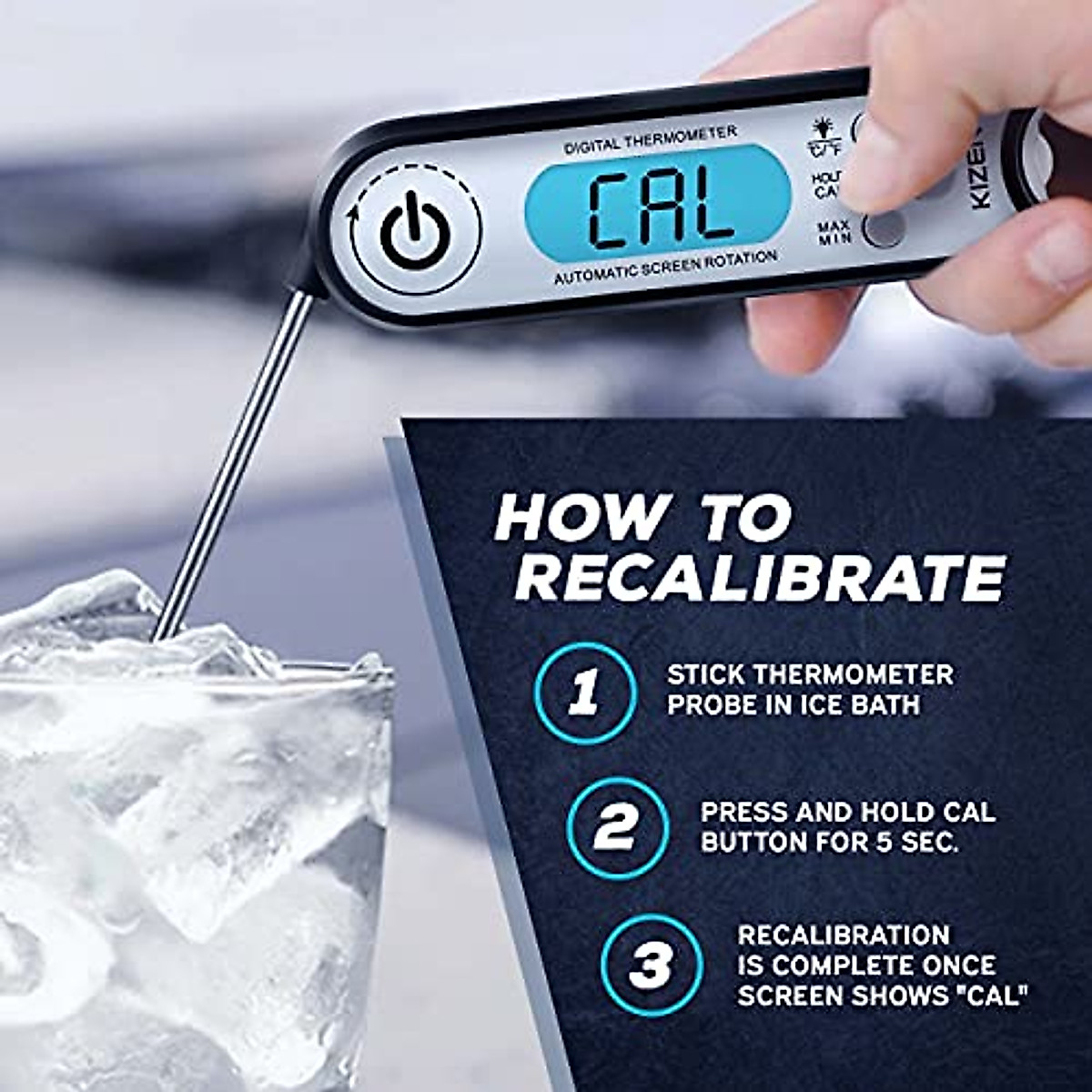 Kizen IP100 Digital Meat Thermometer - Instant Read Waterproof Food Thermometers with Bottle Opener for Kitchen, Outdoor Cooking & Grilling - Red