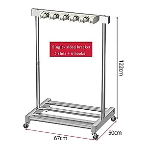 QULACO Movable Hand Trucks Movable Floor Standing Mop Broom Holder Cleaning Tool Cart,Wet Mop Drain Rack Garden Tool Hanger Shelf with Wheels,Hanging Broom Organizer Storage System,Garage Tool Stora