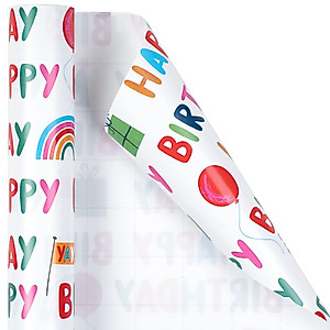 MAYPLUSS Birthday Wrapping Paper Roll - Mini Roll - 17 inch X 120 inch Per roll - Polka dots, Stripes Patterns (42.3 sq.ft.ttl)