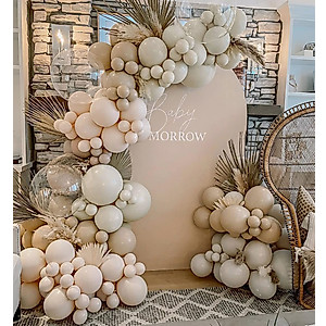 White Sand Balloon Double Stuffed Cream White Balloons Different Sizes Light Grey Latex Balloon Garland Pastel Off White Balloons Arch Kit For Neutral Baby Shower Bridal Wedding Birthday Party Decor