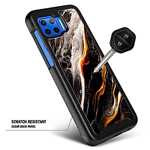 NZND Case for Motorola Moto One 5G / 5G UW/G 5G Plus with [Built-in Screen Protector], Full-Body Protection Bumper, Shockproof Protective, Impact Resist Case Cover (Black Marble)