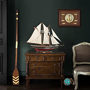 SAILINGSTORY Wooden Sailboat Model Ship Bluenose 1/60 Scale Replica Schooner Sailboat Decor Large