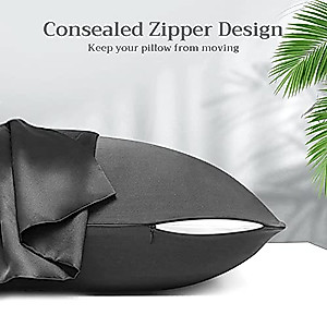 Lacette Silk Pillowcase for Hair and Skin,Mulberry Silk Pillow Cases King Size 20''x36'' 1PC,22 Momme Dual-Sided Silk&Wood Pulp Fiber Silk Pillow Covers with Zipper,Gray