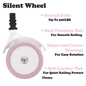 WYI Baby Walker Wheels Replacement Parts, 2'' Plastic Rubber Wheels Casters, Removable, Safe for All Floors,Set of 4 (Pink)