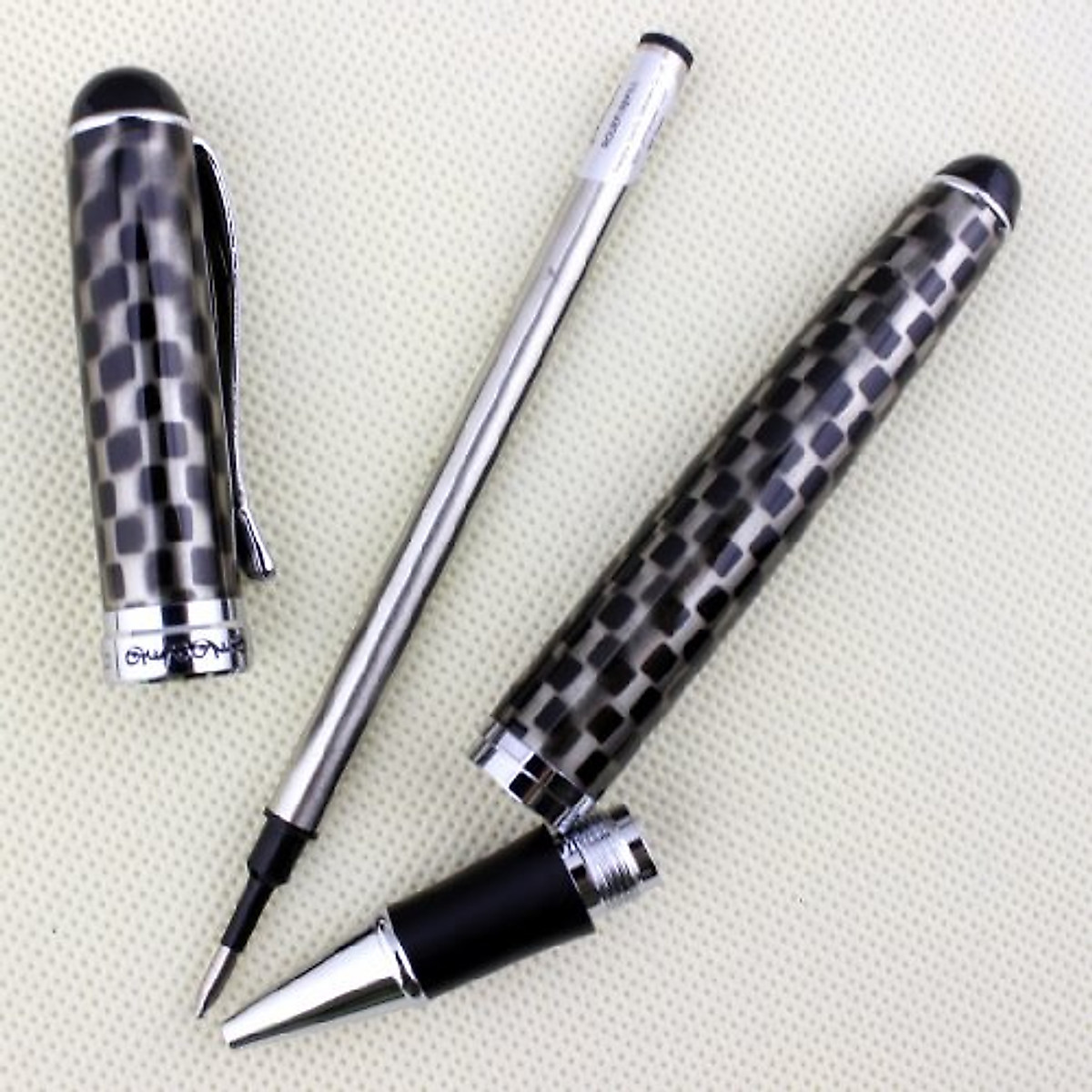 Gullor Advanced Executive Rollerball Pen Jinhao 750 Black & Silver Square Pattern Pen