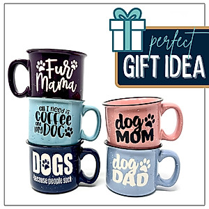 Cute Funny Coffee Mug for Dog Lovers - Dog Mom, Dog Dad, Fur Mama - Unique Fun Gifts for Her, Dad, Mom, Sister, Teacher, Coworkers - Coffee Cups & Mugs with Quotes