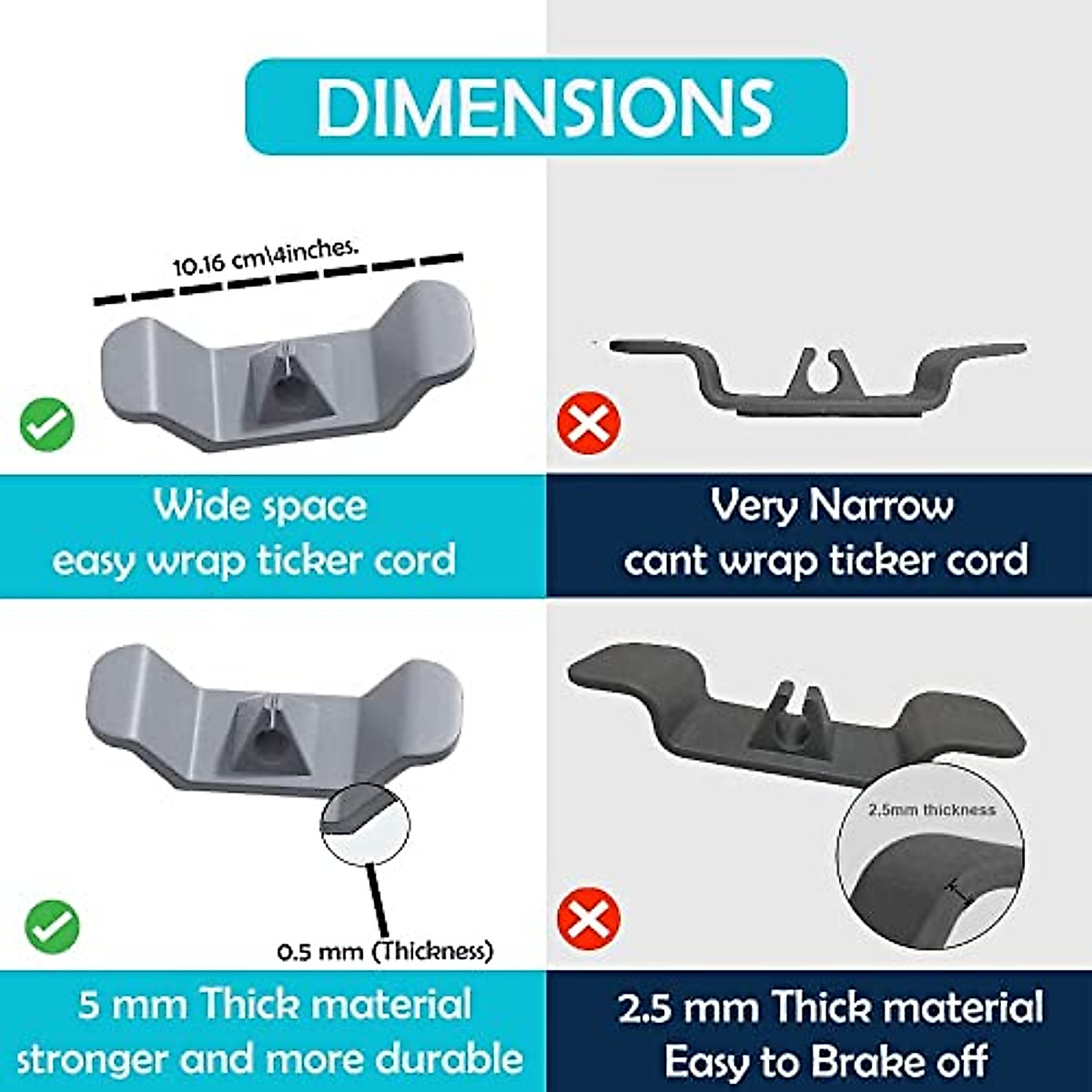 Self-Adhesive Cord Organizer for Appliances – 5mm Thick Cord Wrapper Stick Firmly on Mixer, Blender, Coffee Maker, Oven, Air Fryer and Other Kitchen Appliances – Cord Holders & Cable Ties (4 Packs)