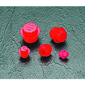 Caplugs 99394672 Plastic Threaded Plug for Pipe Fittings. P-28B, PE-HD, to Plug Thread Size 1/4 NPT", Red (Pack of 200)