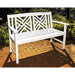 Achla Designs Fretwork Garden, 4 ft White Bench, 48-in L