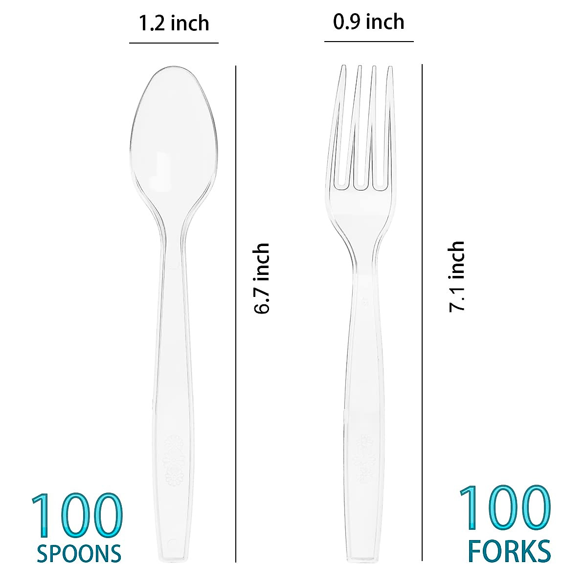 MOACOCK 200 Count Plastic Silverware, Heavy Weight Plastic Forks Spoons Disposable Utensils Cutlery Set for Wedding Party Supplies Everyday Use