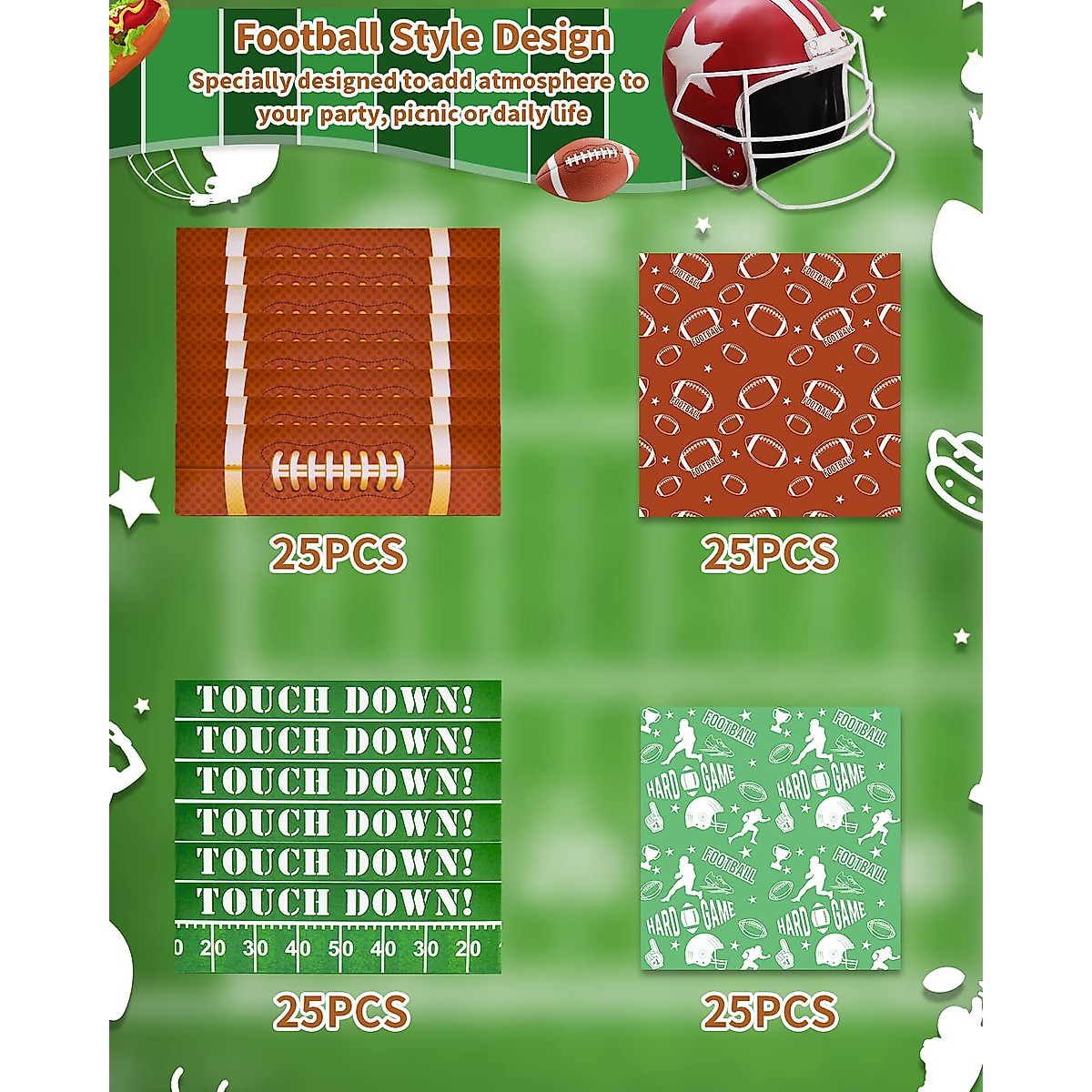 YAYIP 50 Pack Paper Food Trays Disposable with Football Style, Nacho Trays and Hot Dog Tray with Grease Resistant Liner Papers Waxed Deli Sheets for Movie Night Supplies, Food Serving Boats for Snacks