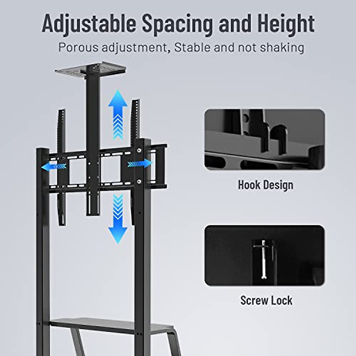 Mobile TV Cart ,JYXOIHUB, Rooling TV Stand with Wheels for 32 to 70 Inch LCD LED OLED Plasma Flat Panel Screens up to 100lbs AVA1500-60-1P (Black)