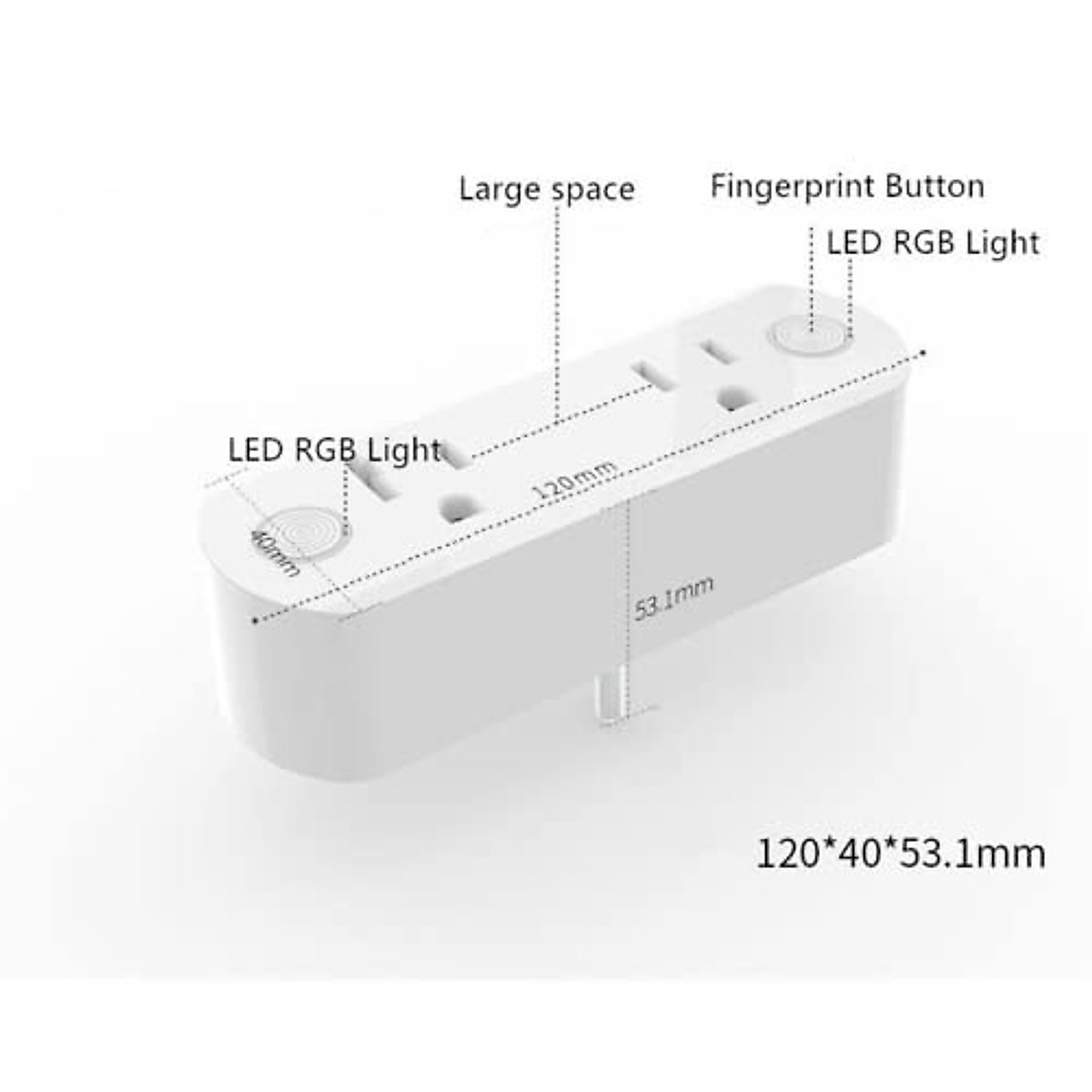 Smart Plug Two Socket with Power Energy Monitoring 16A WiFi Outlet Tuya APP Alexa and Google Home Compatible Wireless Remote Control 2.4GHz Wi Fi Timer White