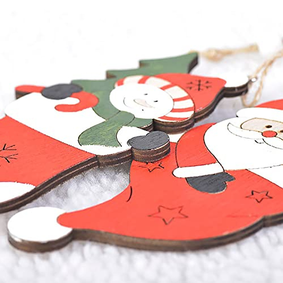 QAZIUY Christmas Ornaments Set Holiday Xmas Christmas Tree Ornament Decorations Merry Christmas Sign Wooden Hanging Xmas Festive Sign Pendant Christmas Tree Hanging Ornament for Wreaths Home Decor