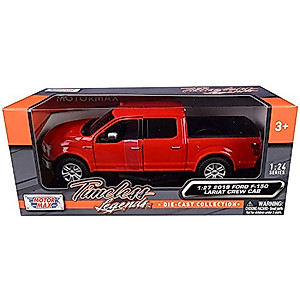 2019 Ford F-150 Lariat Crew Cab Pickup Truck Red 1/24-1/27 Diecast Model Car by Motormax 79363