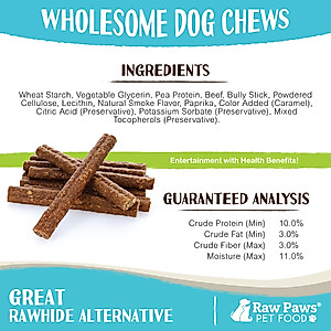 Raw Paws Alternative Soft Bully Sticks for Dogs, 6-inch, 15-ct - Made in USA - Dog Chews Rawhide Free - Soft Dog Chews for Senior Dogs - Rawhide Free Dog Treats - Puppy Chews for Teething