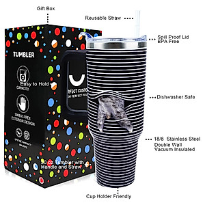 PERRIFIC Sloth Mug 30 oz Tumbler With Handle and Straw Lid - Leak Proof Insulated Travel Mug for Hot and Cold Drinks - Birthday Gifts for Women, Stainless Steel Cup