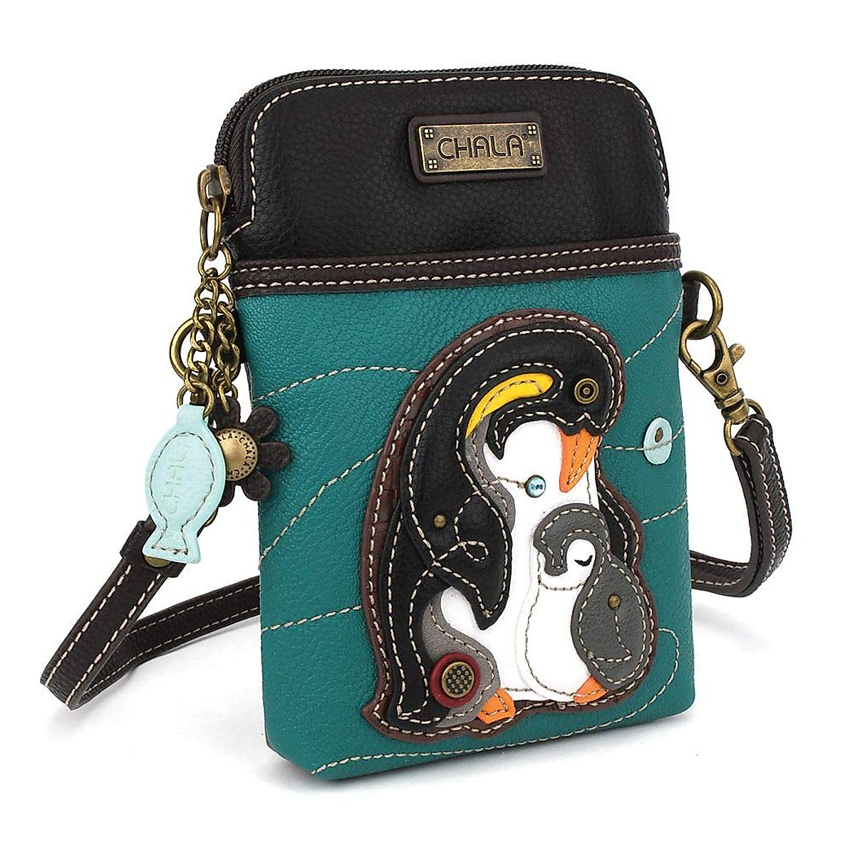 Chala Handbags Penguin Cellphone Crossbody Handbag - Convertible Strap Penguin Lovers Collectors