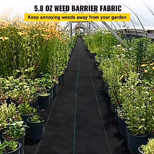 VEVOR Weed Fabric Barrier Heavy Duty, 3x300 FT, 5.8oz Weed Blocker Fabric, Woven Landscape Fabric, Garden Fabric Weed Barrier, Weed Control Fabric Ground Cover, Geotextile Fabric, Gardening Mat, Black
