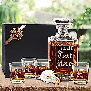 Personalized Glass Whiskey Decanter - Engraved With Your Custom Text